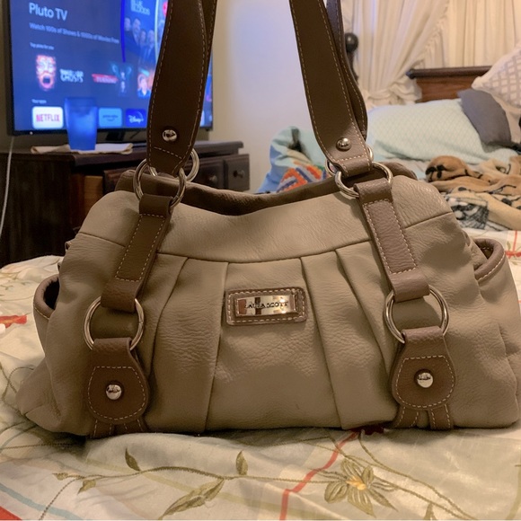Laura Scott | Bags | Laura Scott Bag Purse Satchel 2 Tone Tanbrown ...